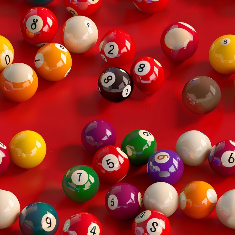 Billiard Pool Digital Paper, Printable File, Balls Elements Seamless ...