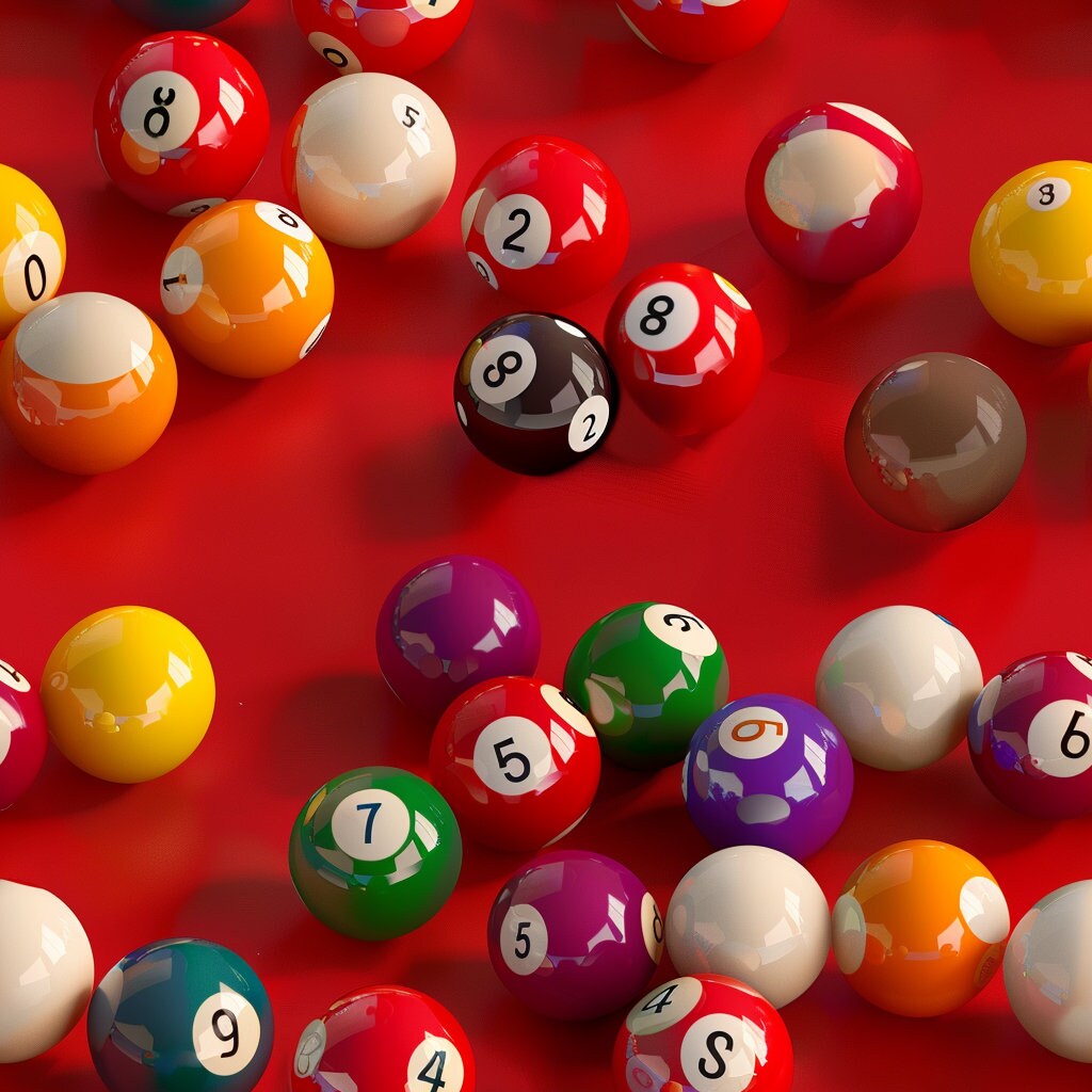 Billiard Pool Digital Paper, Printable File, Balls Elements Seamless ...