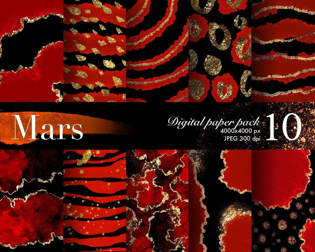 DIGITAL PAPER Bundle, Mars Texture Pack, Scrapbooking Craft Supplies ...