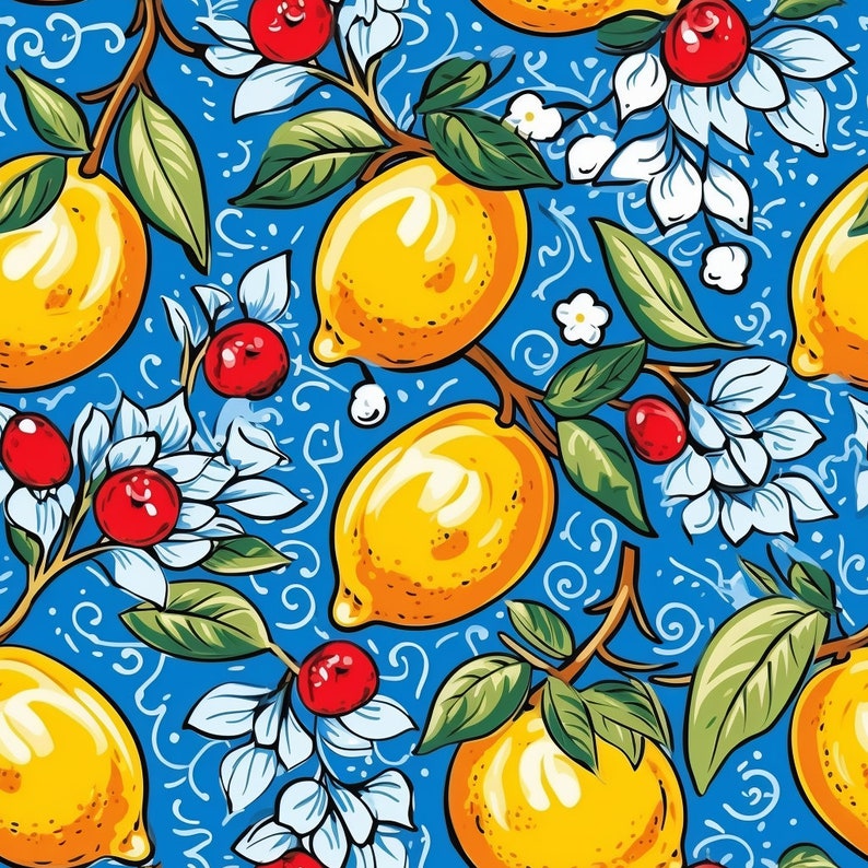 Amalfi Seamless Pattern Set Printable Wrapping Paperlemon - Etsy