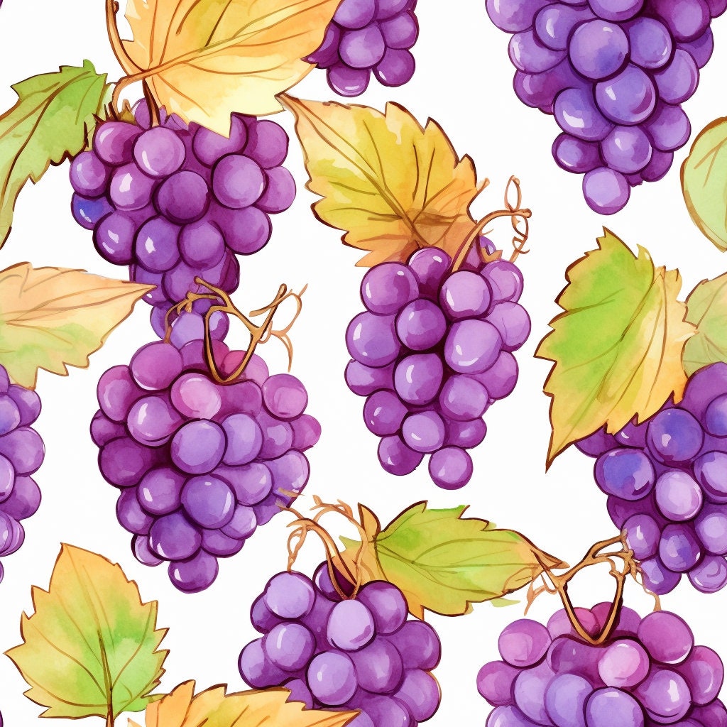 Grape Seamless Pattern, Digital Paper, Seamless Pattern, Fruit Paper ...