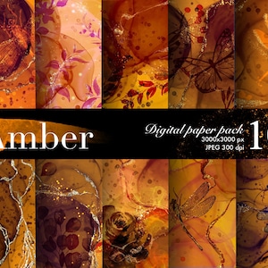 DIGITAL PAPER Bundle, Amber Texture Pack, Scrapbooking Craft Supplies ...