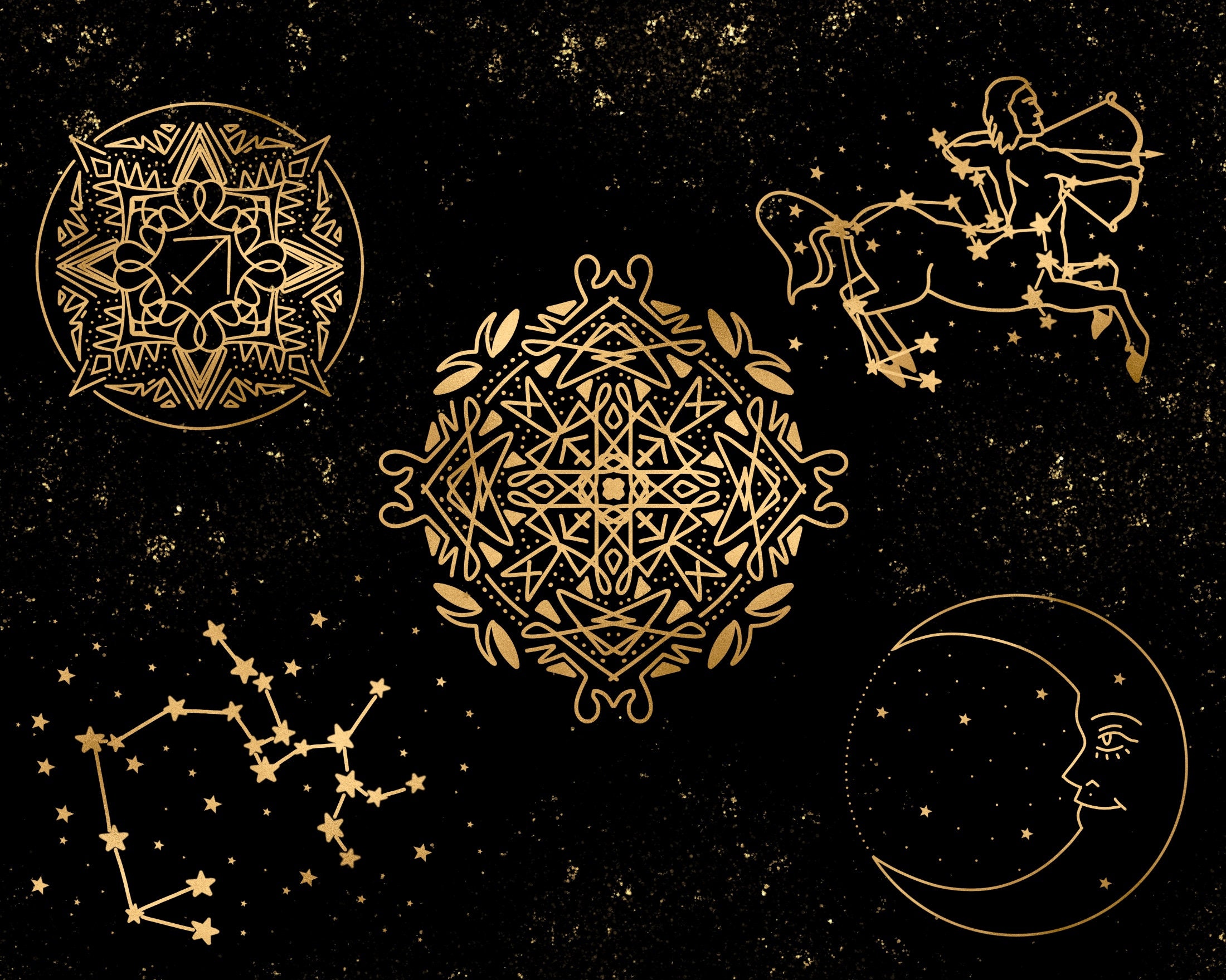 ZODIAC Clip Art, Sagittarius Constellation , Astrology Clip Art, Liner ...