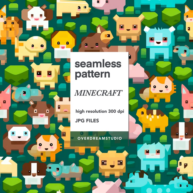Minecraft Seamless Pattern, Kids Digital Paper, Minecraft Design ...