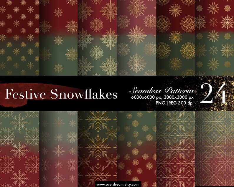 Festive Christmas Seamless Pattern, Green and Red, Printable Holiday ...