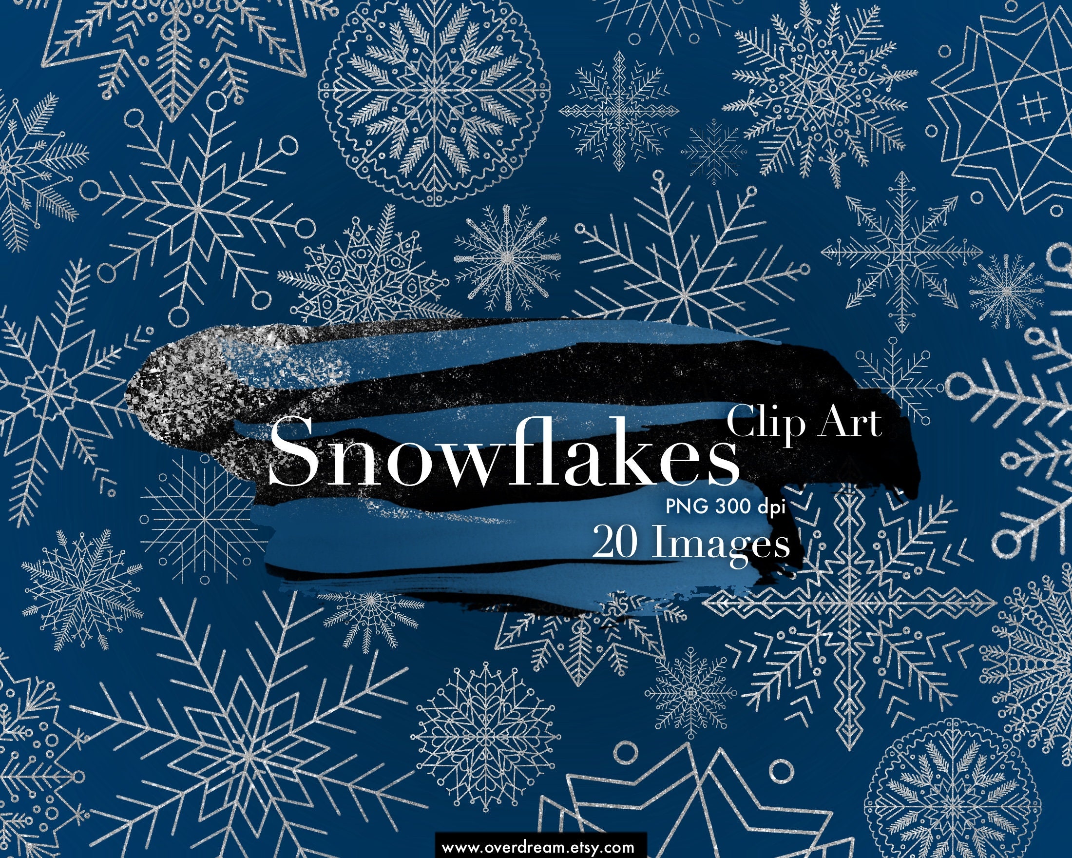 Winter Clip Art, Christmas Decor, Snowflakes Clip Art, Silver Glitter ...