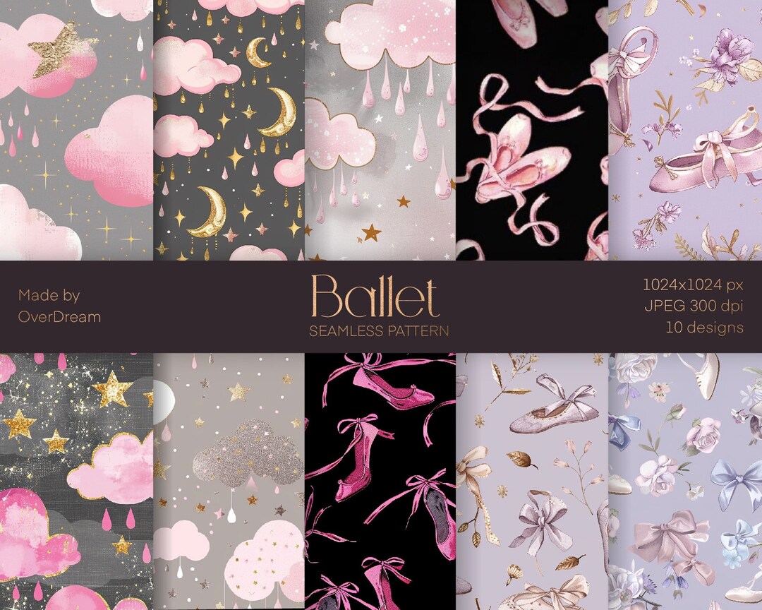 Ballet Texture Digital Paper, Printable File, Girly Elements Seamless ...