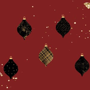 Christmas Ornaments Clipart, Black and Gold Stickers, Festive Images ...