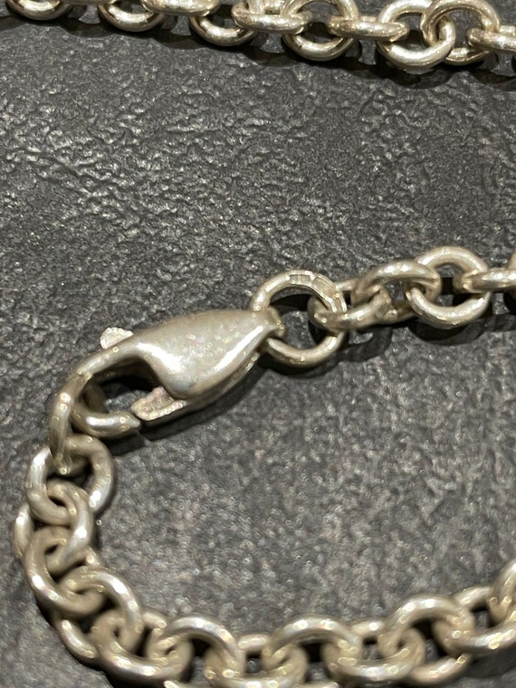 Vintage sterling silver ring link long neck chain - Gem