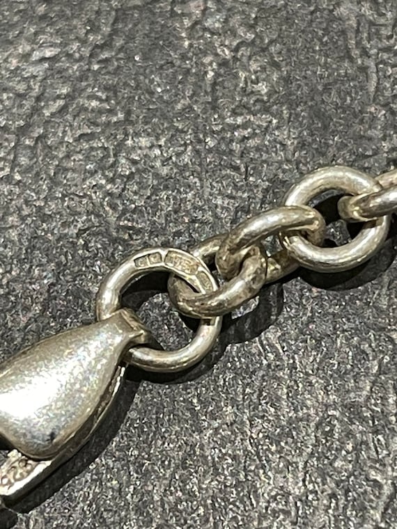 Vintage sterling silver ring link long neck chain - Gem