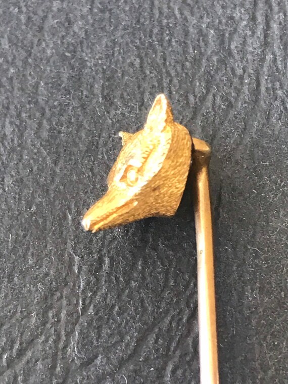 Antique high carat solid gold Fox Head Stick Pin / Ti… - Gem