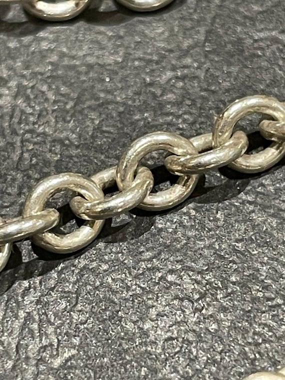 Vintage sterling silver ring link long neck chain - Gem