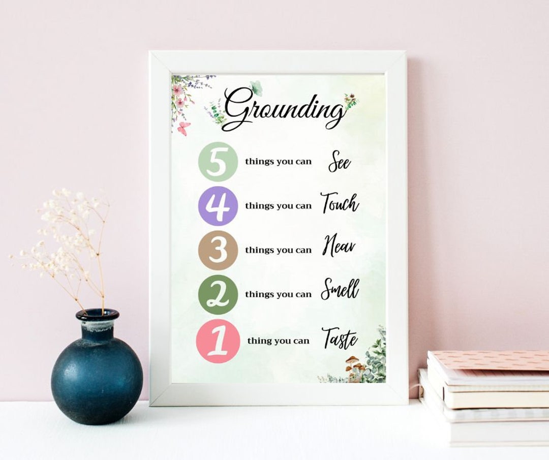 Grounding Techniques - Anxiety/wellness/mindfulness Printable Wall Art ...