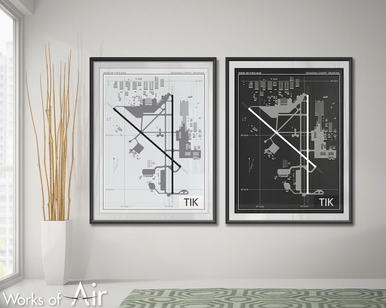 Tinker Air Force Base Art Print TIK KTIK Airport Map Poster - Etsy