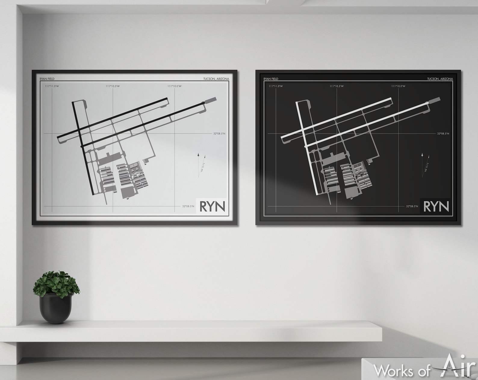 Ryan Airfield Art Print RYN Airport Map Poster Aviation - Etsy