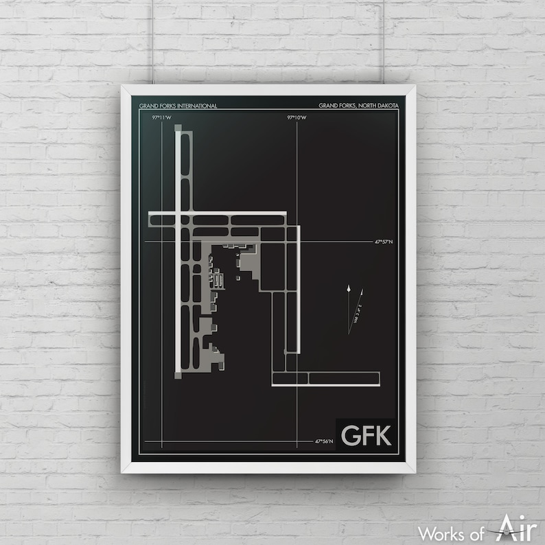 Grand Forks International Airport Art Print GFK Airport Map - Etsy