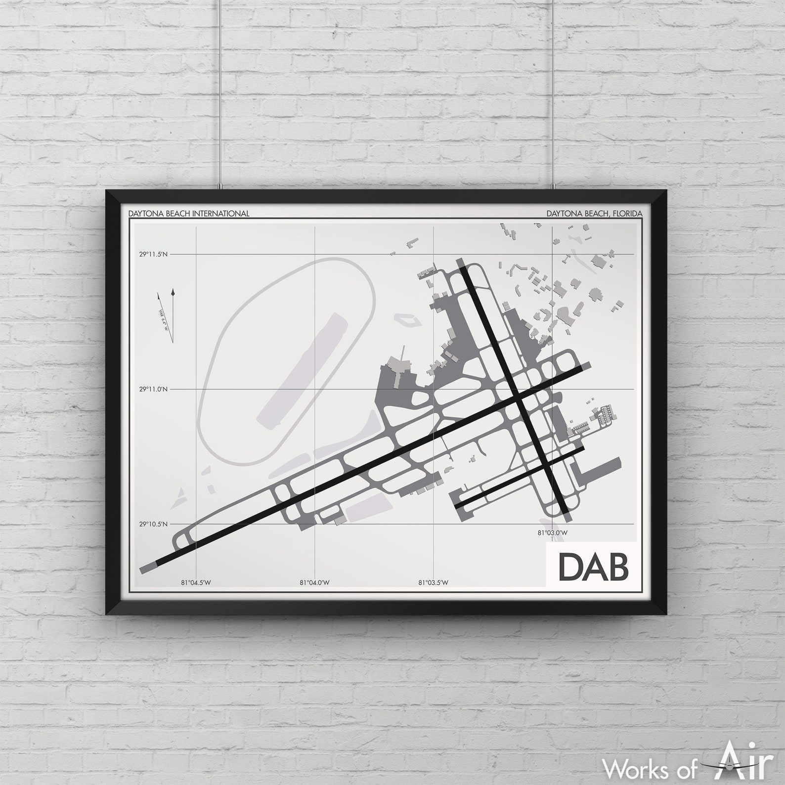 Embry Riddle Colors Daytona Airport Art Print DAB Airport Map | Etsy