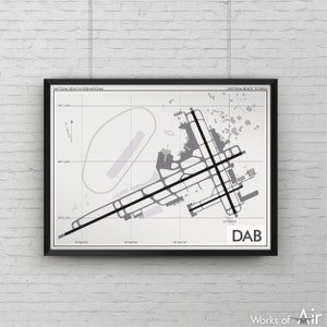 Embry Riddle Colors Daytona Airport Art Print, DAB Airport Map Poster ...