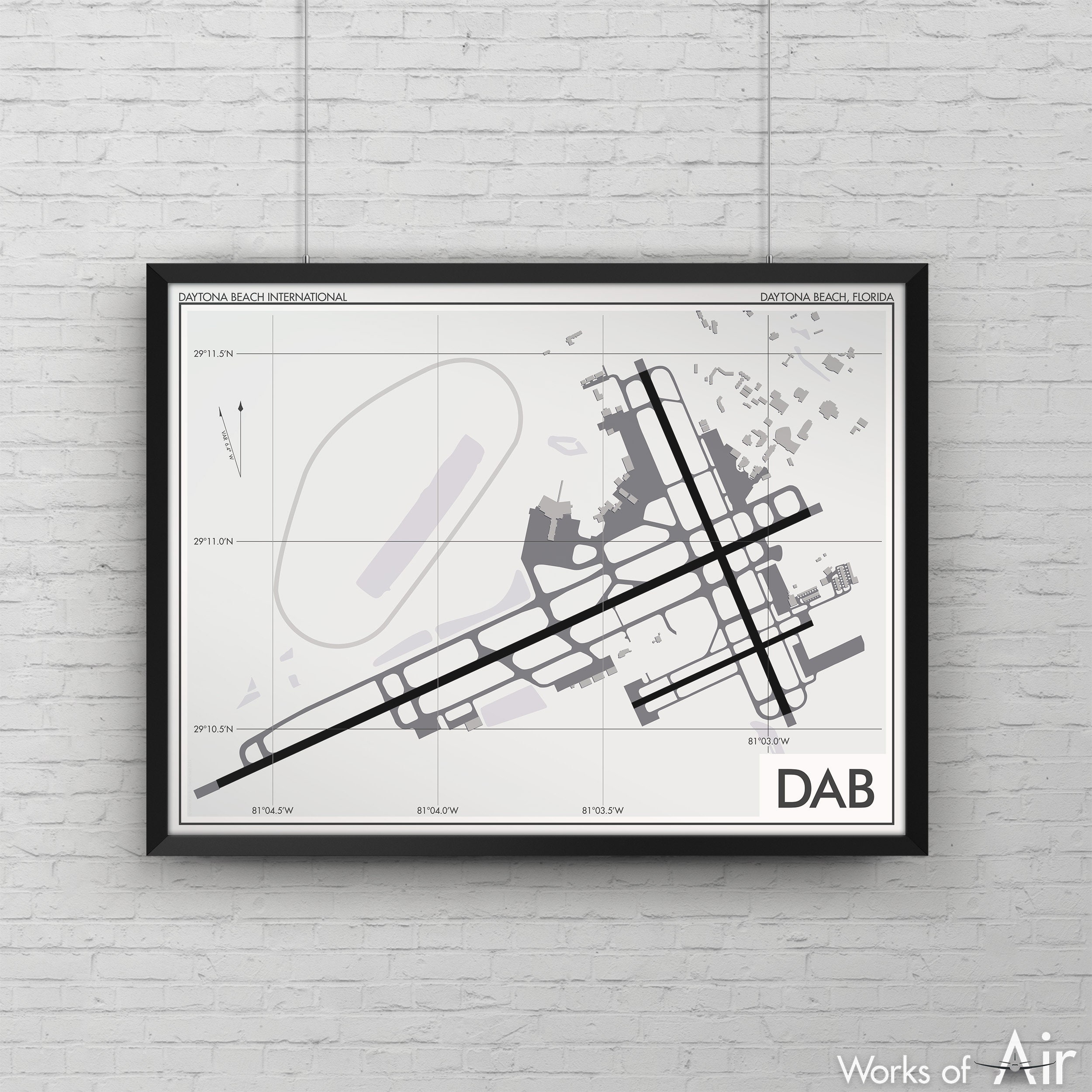 Embry Riddle Colors Daytona Airport Art Print, DAB Airport Map Poster ...