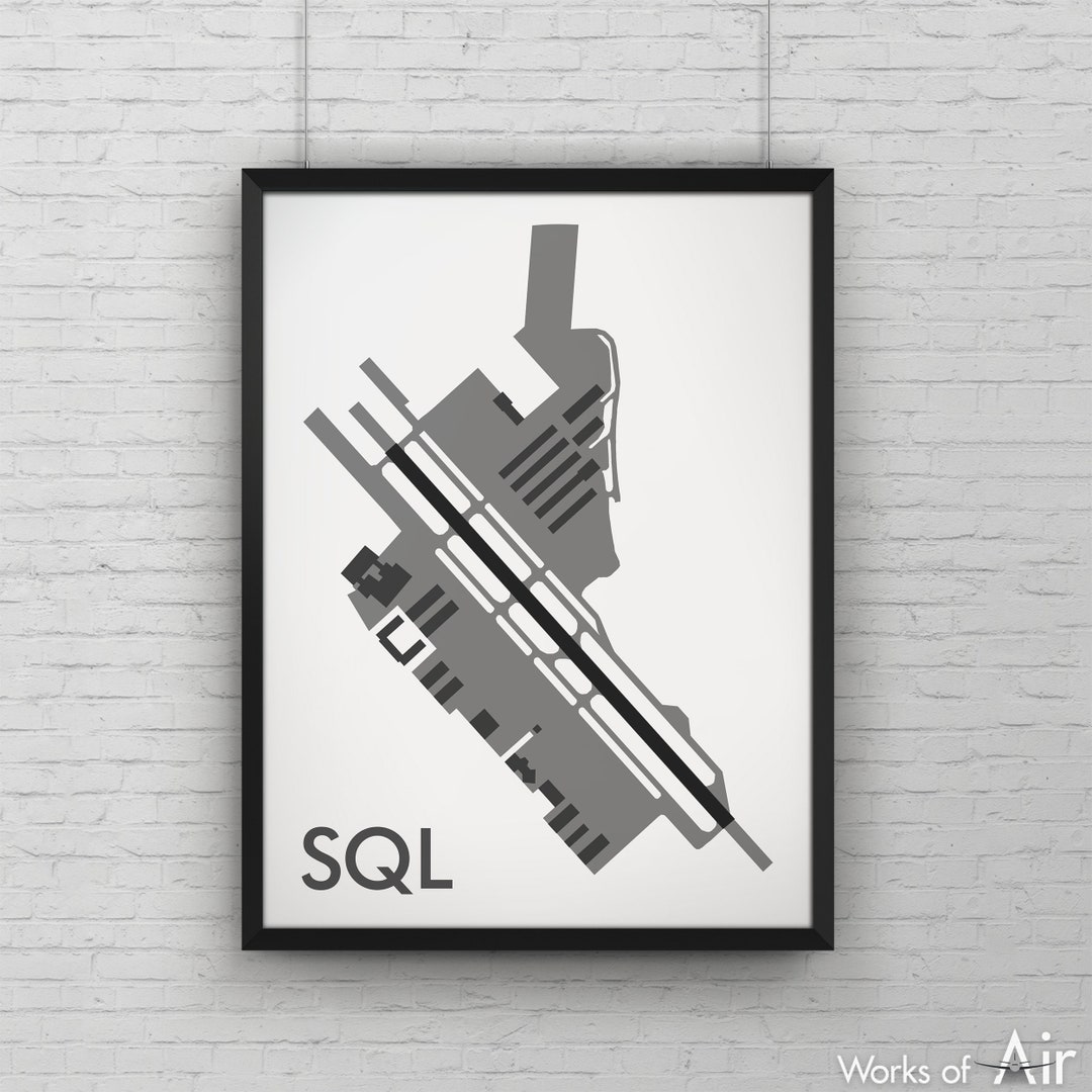 San Carlos Minimal Airport Art, SQL Airport Map Poster, Aviation Decor ...