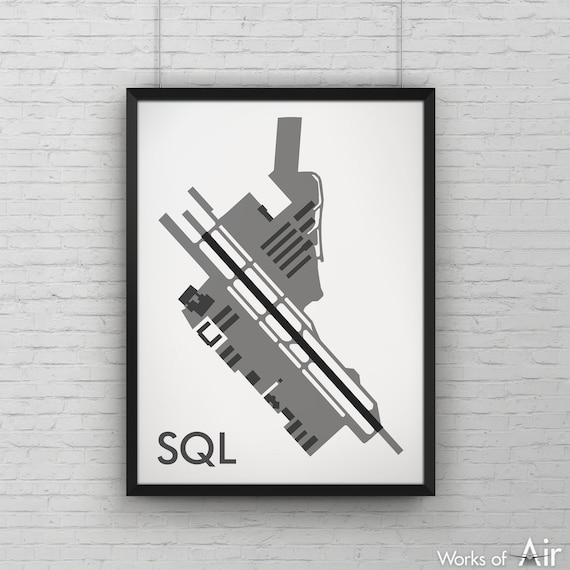 San Carlos Minimal Airport Art SQL Airport Map Poster - Etsy