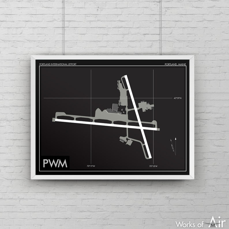 Portland International Jetport Art Print, PWM Airport Map Poster ...