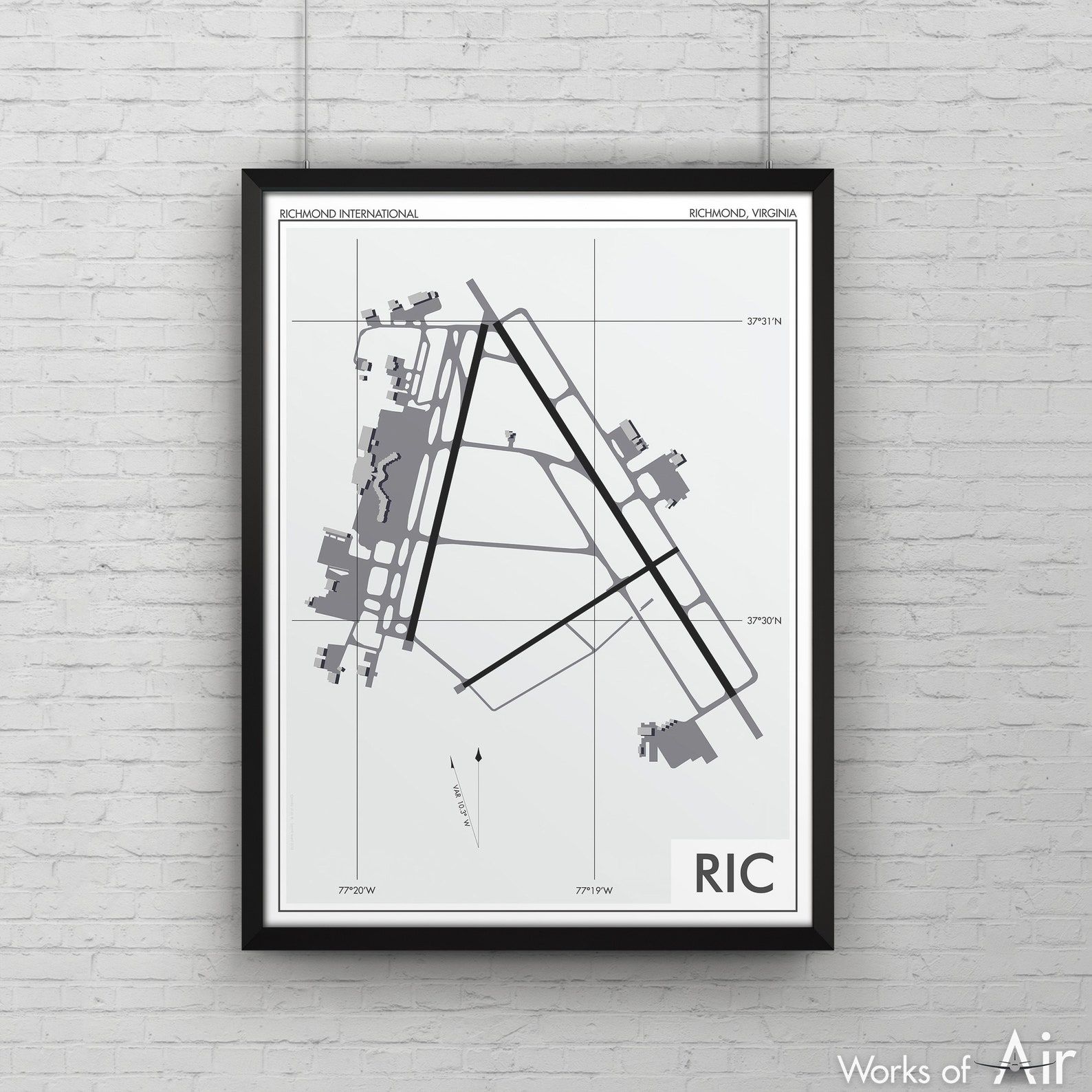 Richmond International Airport Art Print RIC Airport Map - Etsy