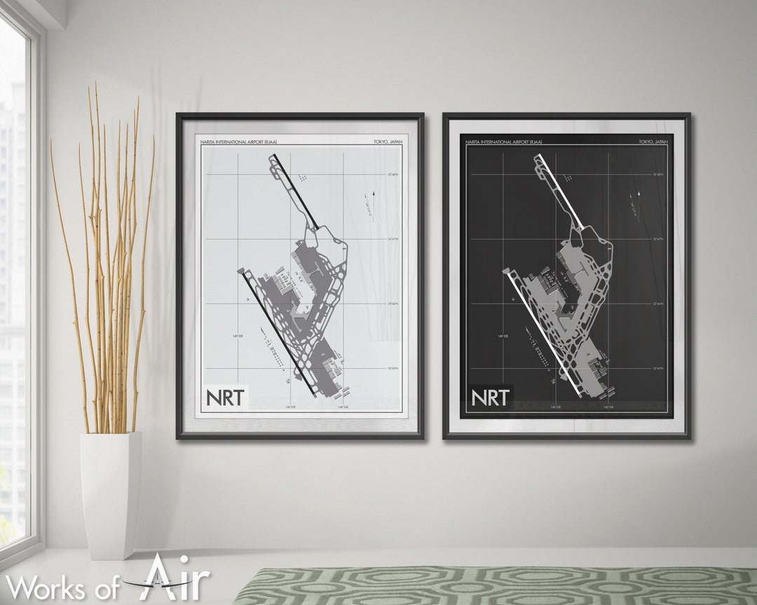 Narita International Airport Art Print, NRT Airport Map Poster, RJAA ...