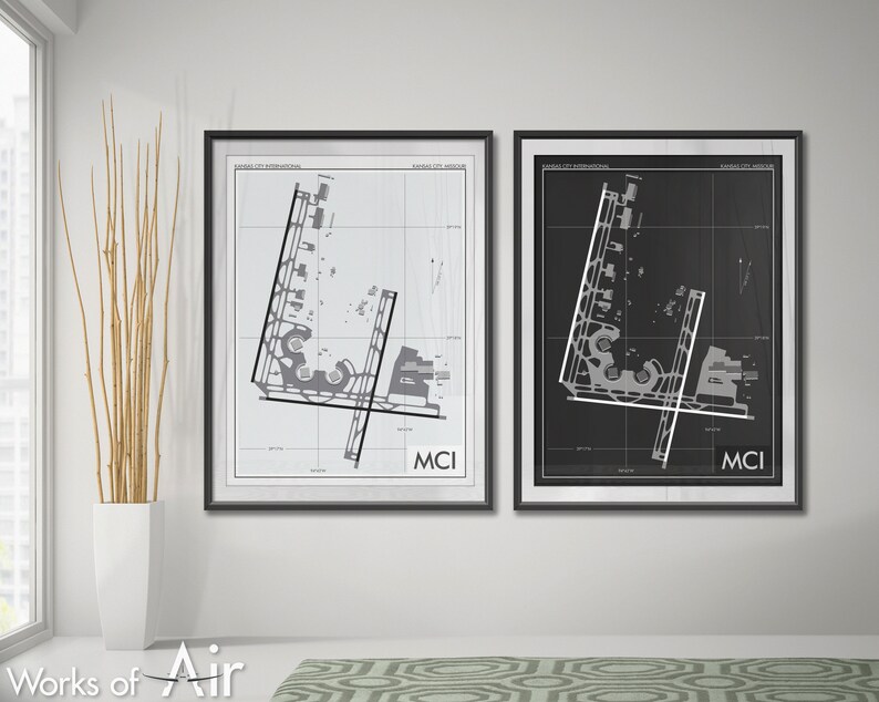 Kansas City International Airport Art Print MCI Airport Map - Etsy