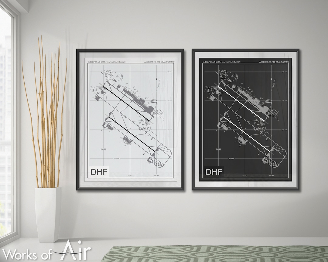 Al Dhafra Air Base Art Print, DHF OMAM Airport Map Poster, Aviation ...