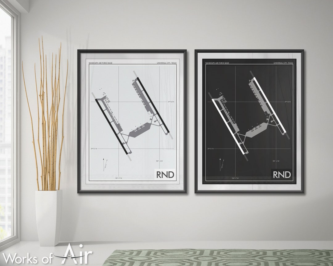 Randolph Air Force Base Art Print, RND KRND Airport Map Poster ...