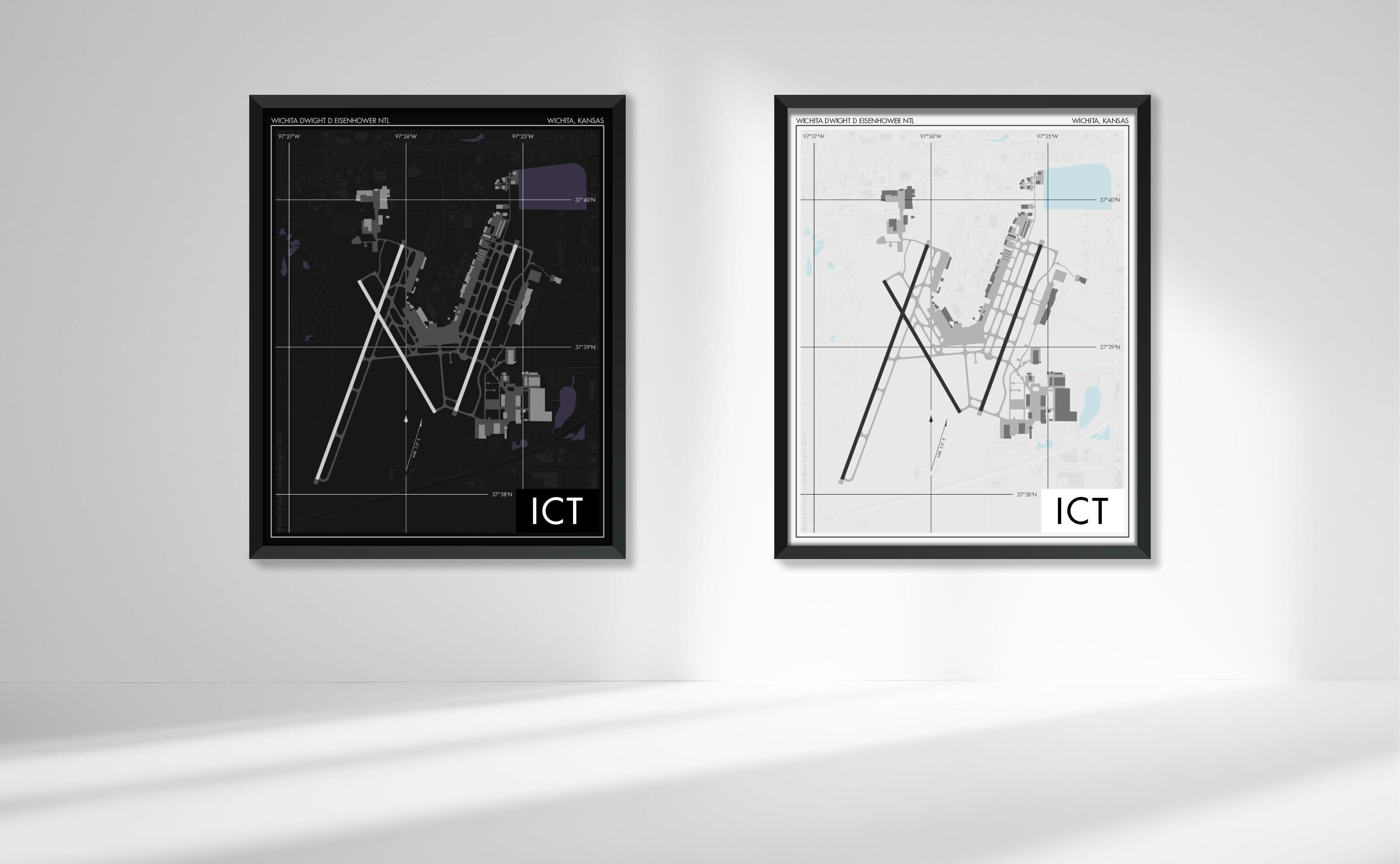 Wichita Dwight D Eisenhower National Airport Art Print, ICT Airport Map ...