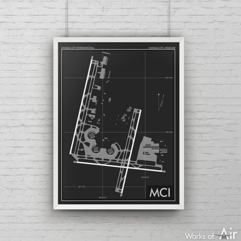 Kansas City International Airport Art Print MCI Airport Map - Etsy