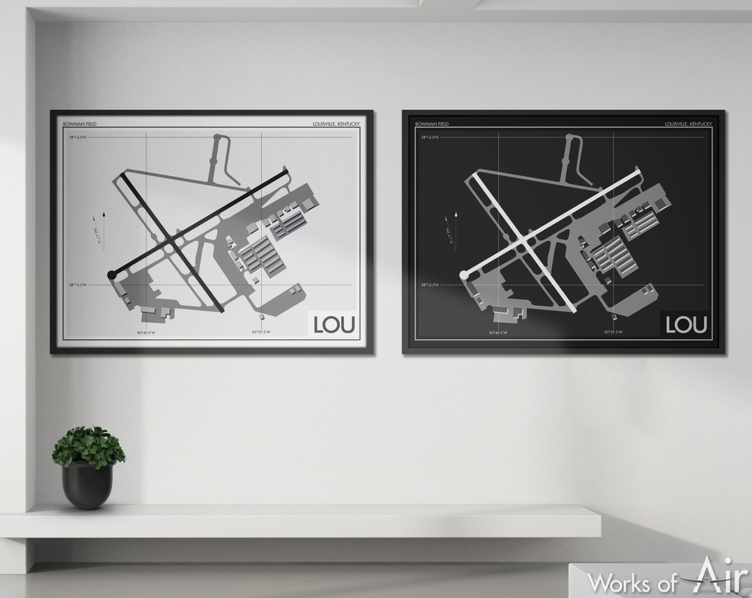 Bowman Field Art Print, LOU Airport Map Poster, Aviation Decor ...