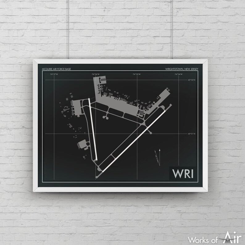 Mcguire Air Force Base Airport Art Print WRI Airport Map - Etsy