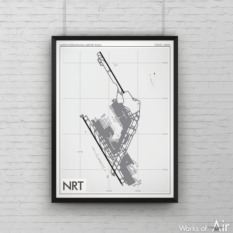 Narita International Airport Art Print, NRT Airport Map Poster, RJAA ...