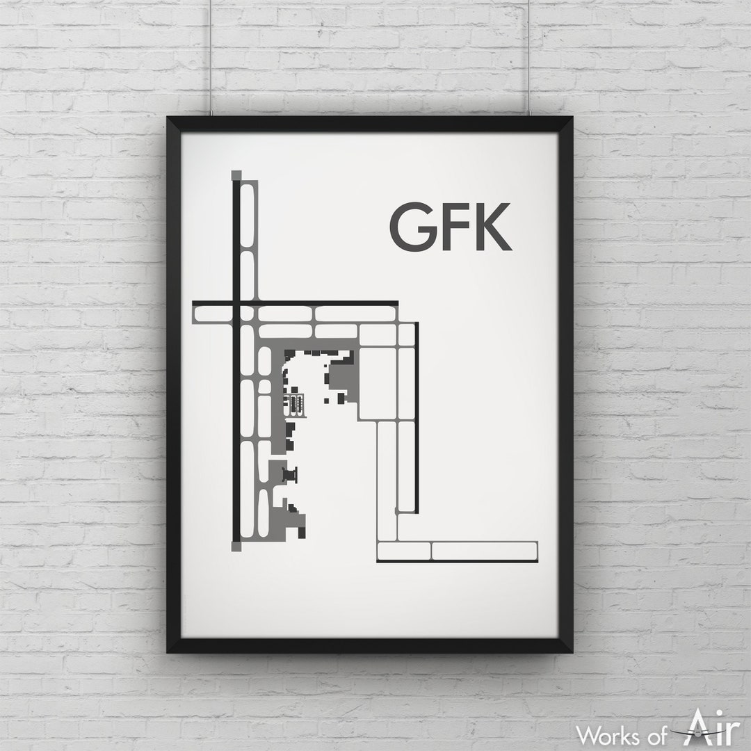 Grand Forks Intl Airport Minimal Art Print, GFK Airport Map Poster ...