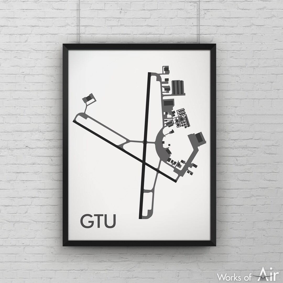Georgetown Municipal Airport Art Print, GTU Minimal Airport Map Poster ...