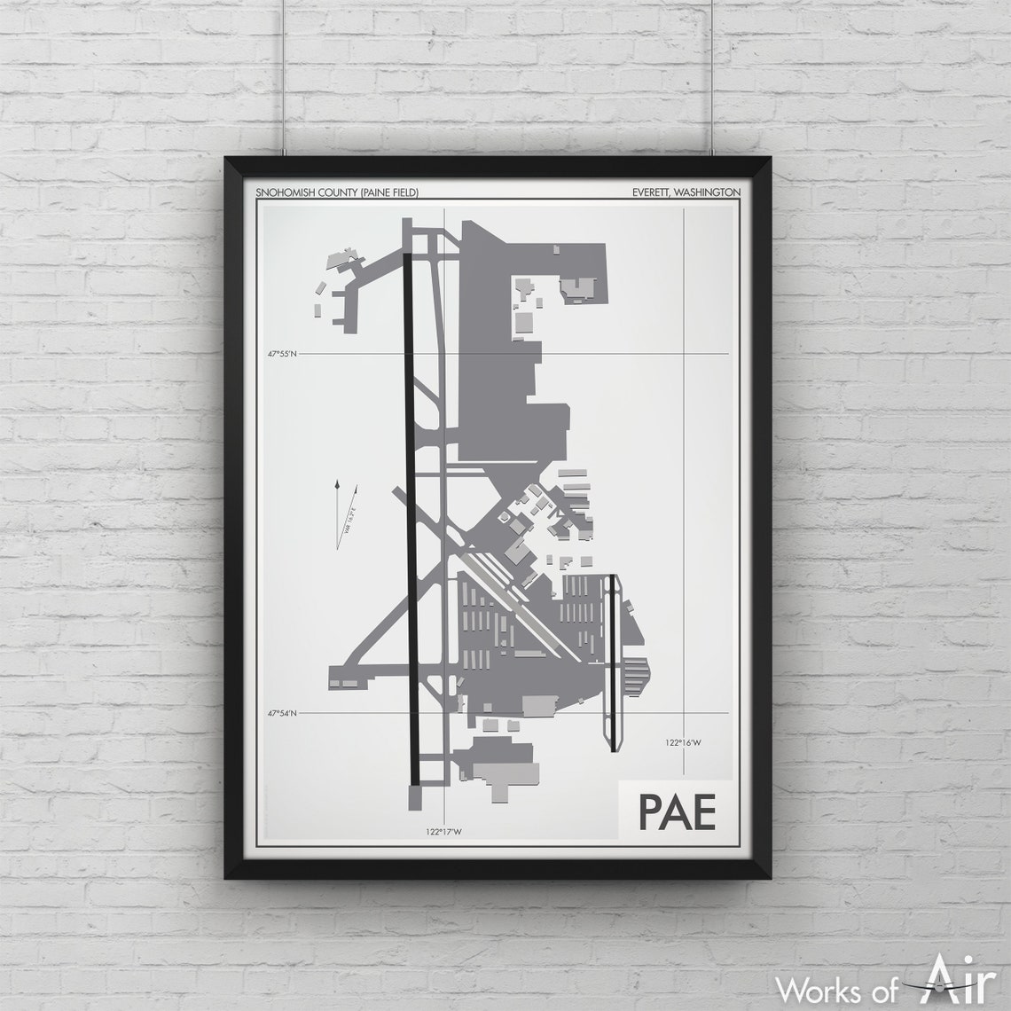 Paine Field Art Print PAE Airport Map Poster Aviation Decor - Etsy