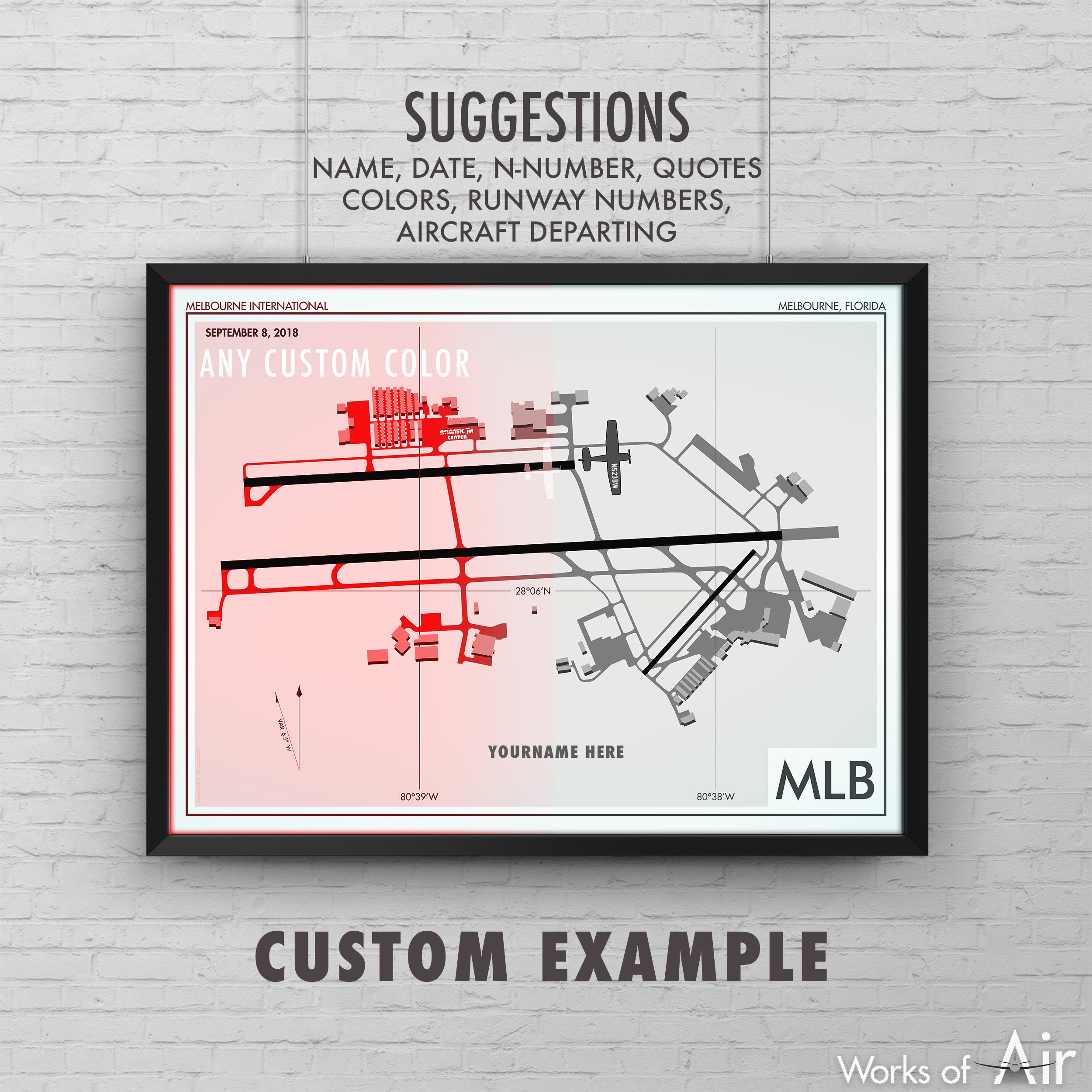 Embry Riddle Colors Daytona Airport Art Print, DAB Airport Map Poster ...