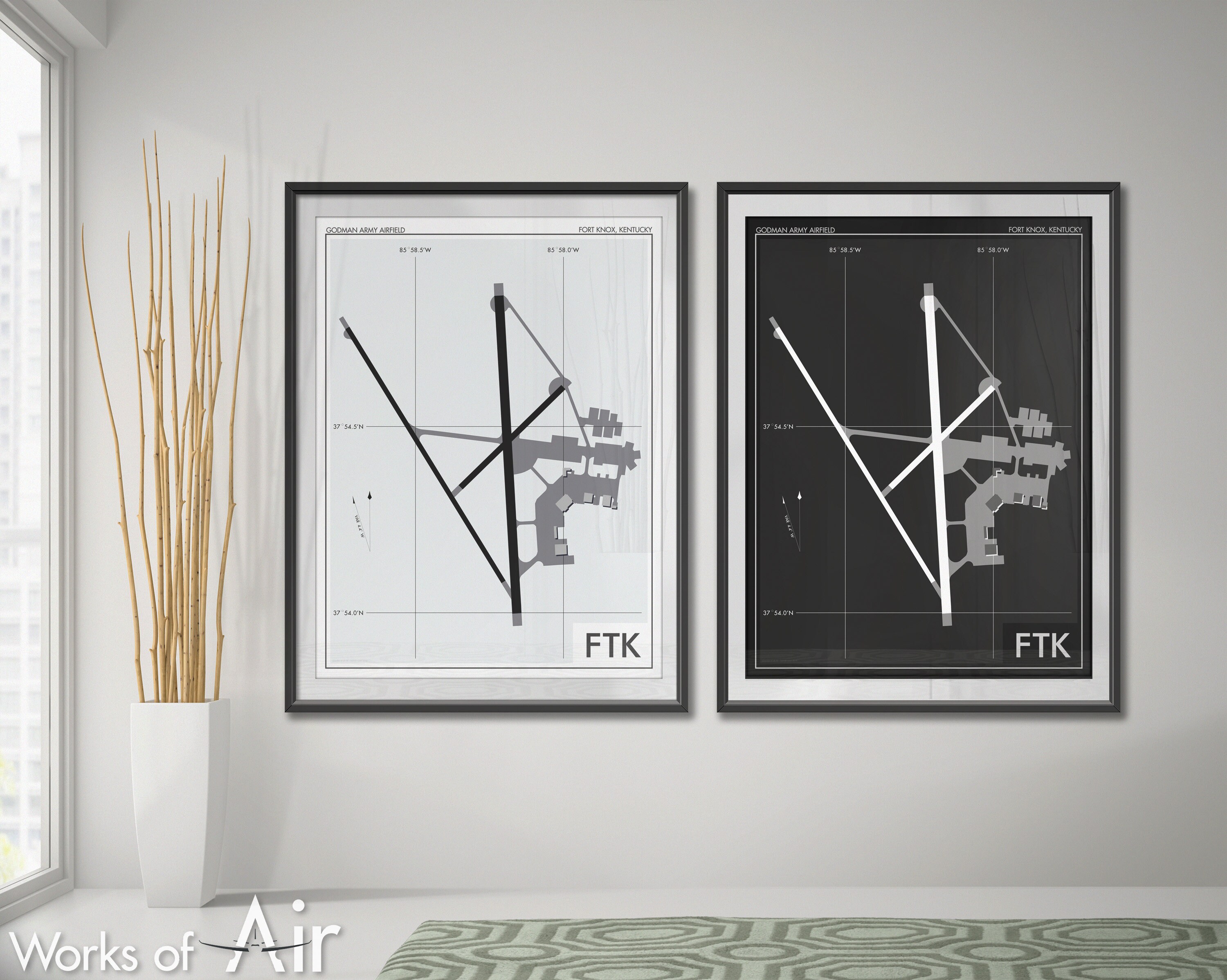 Godman Army Airfield Art Print, FTK Airport Map Poster, Aviation Decor ...