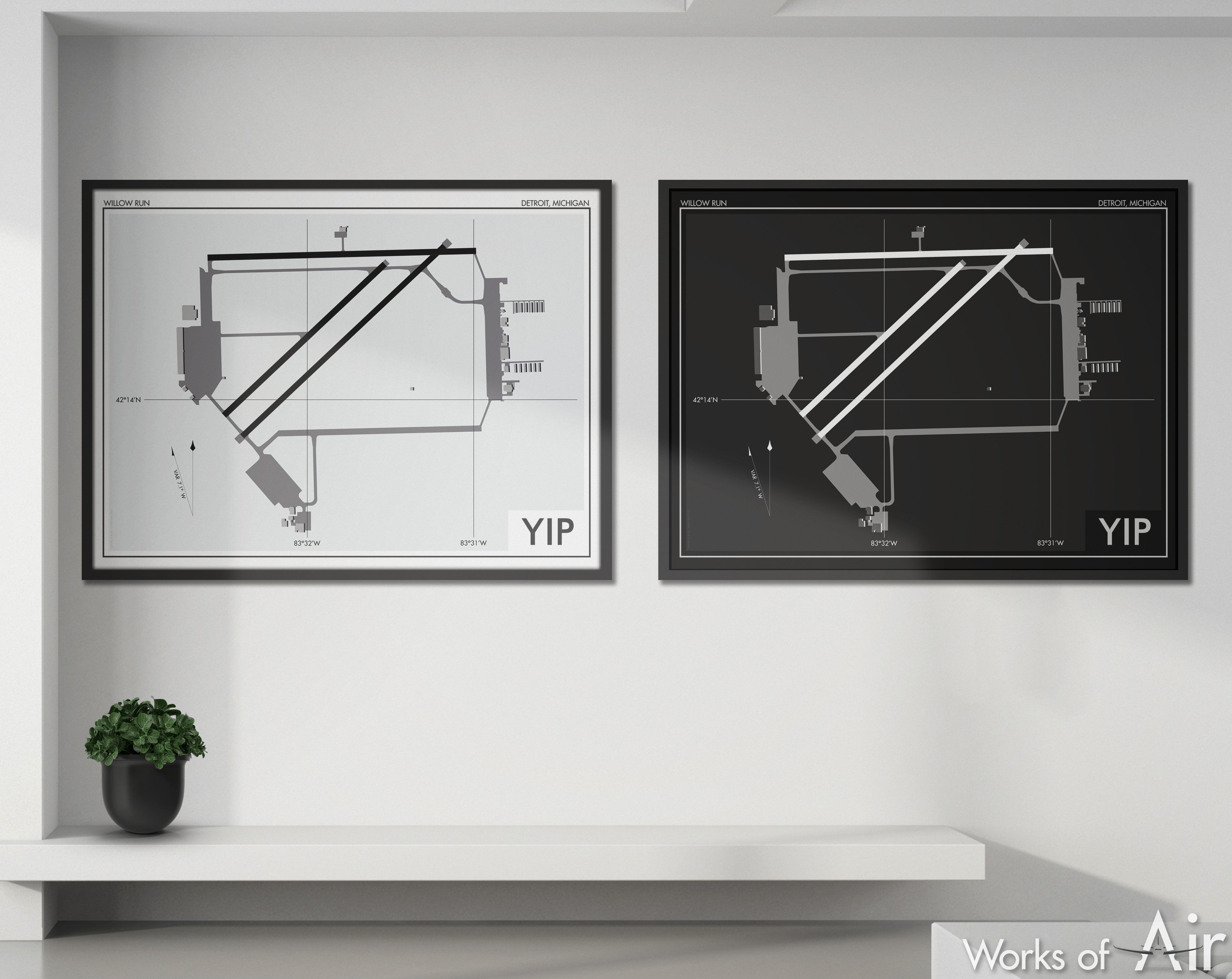 Willow Run Airport Art Print YIP Airport Map Poster Aviation - Etsy