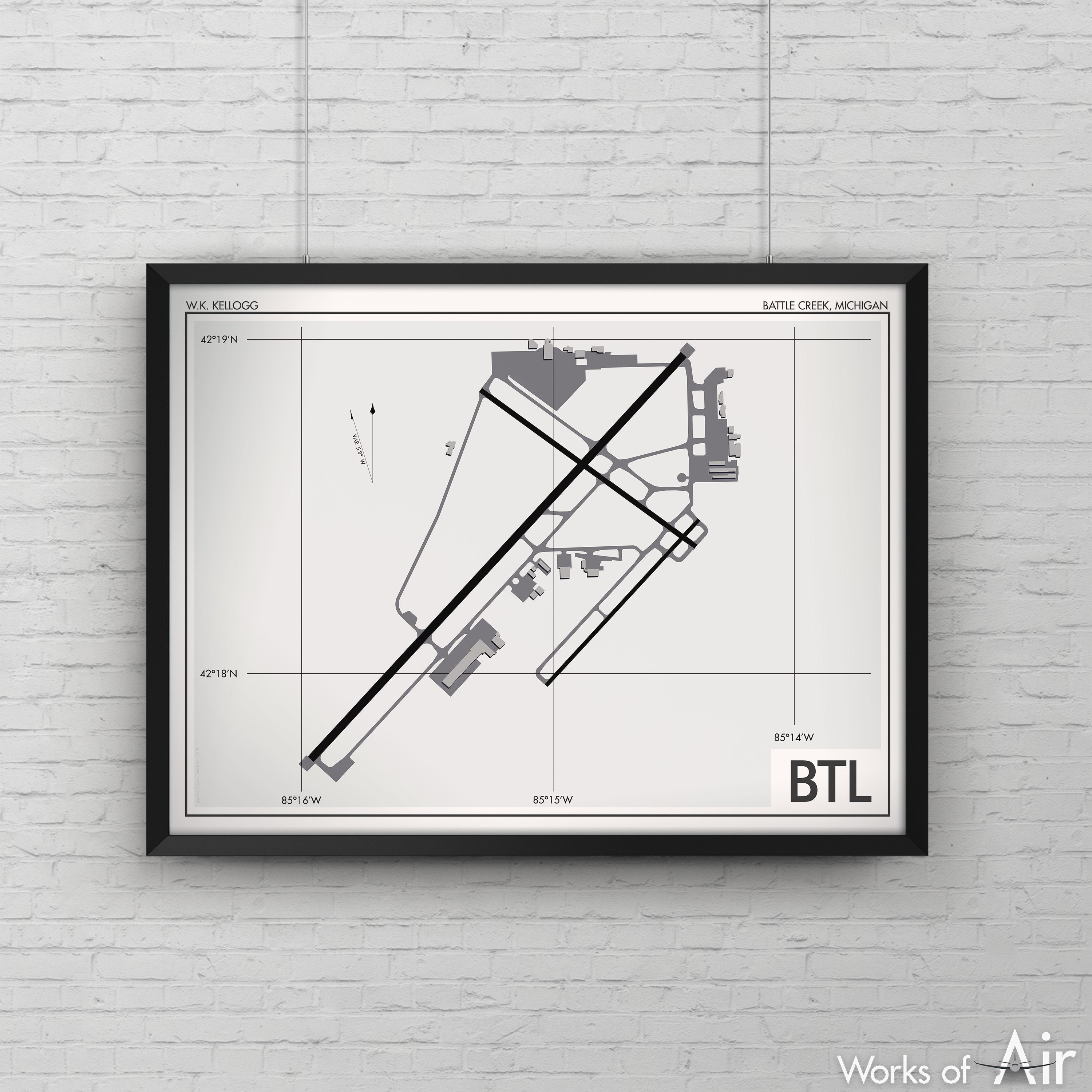 WK Kellogg Airport Art Print BTL Map Poster Aviation Decor - Etsy