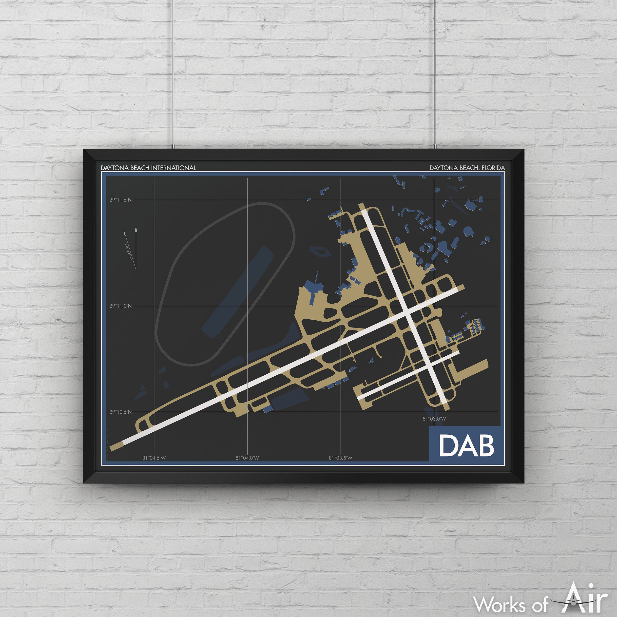 Embry Riddle Colors Daytona Airport Art Print DAB Airport Map | Etsy