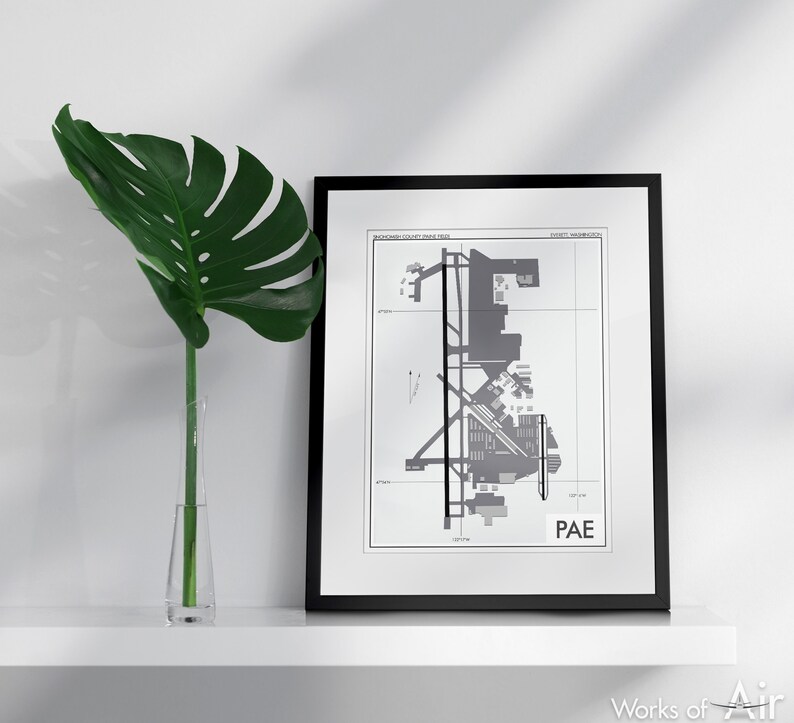 Paine Field Art Print PAE Airport Map Poster Aviation Decor - Etsy