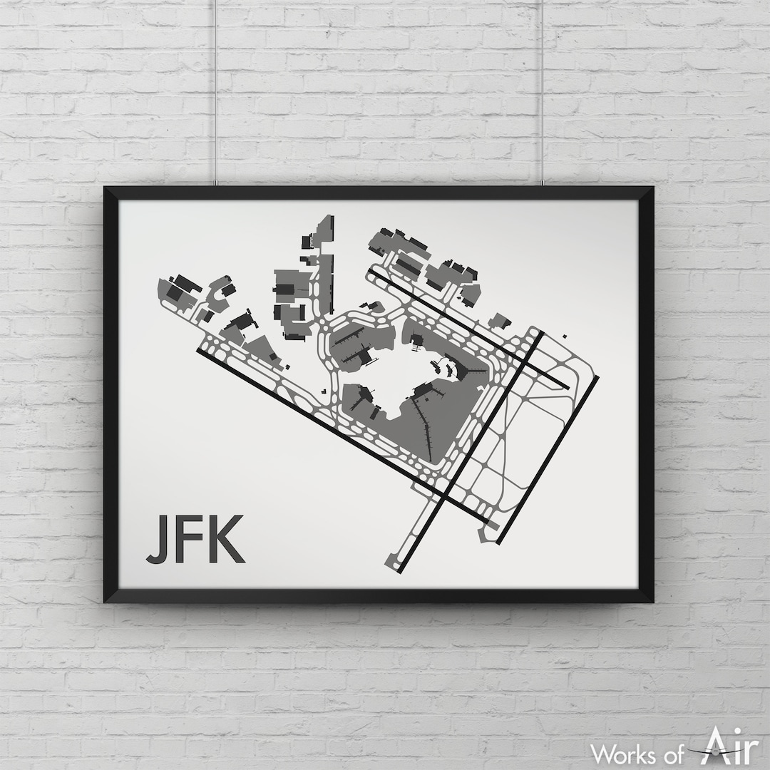 John F Kennedy Intl Minimal Airport Art Print, JFK Minimalist Map ...