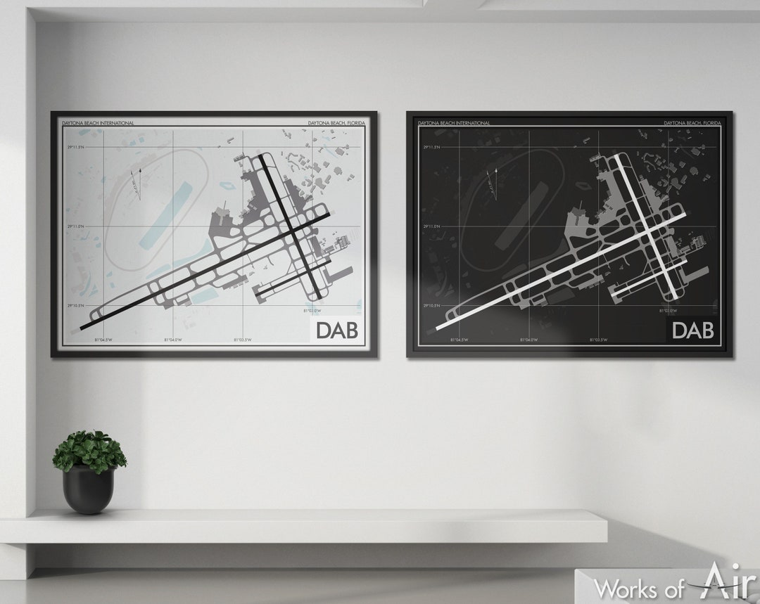 Daytona Beach International Airport Art Print, DAB Airport Map Poster ...