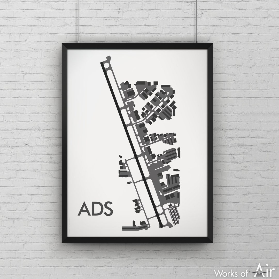 Addison Minimal Airport Art Print, ADS Airport Map Poster, Aviation ...