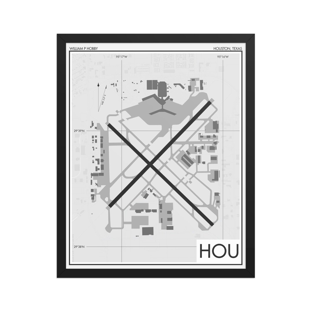 William P Hobby Airport Art Print, HOU Airport Map Poster, Aviation ...