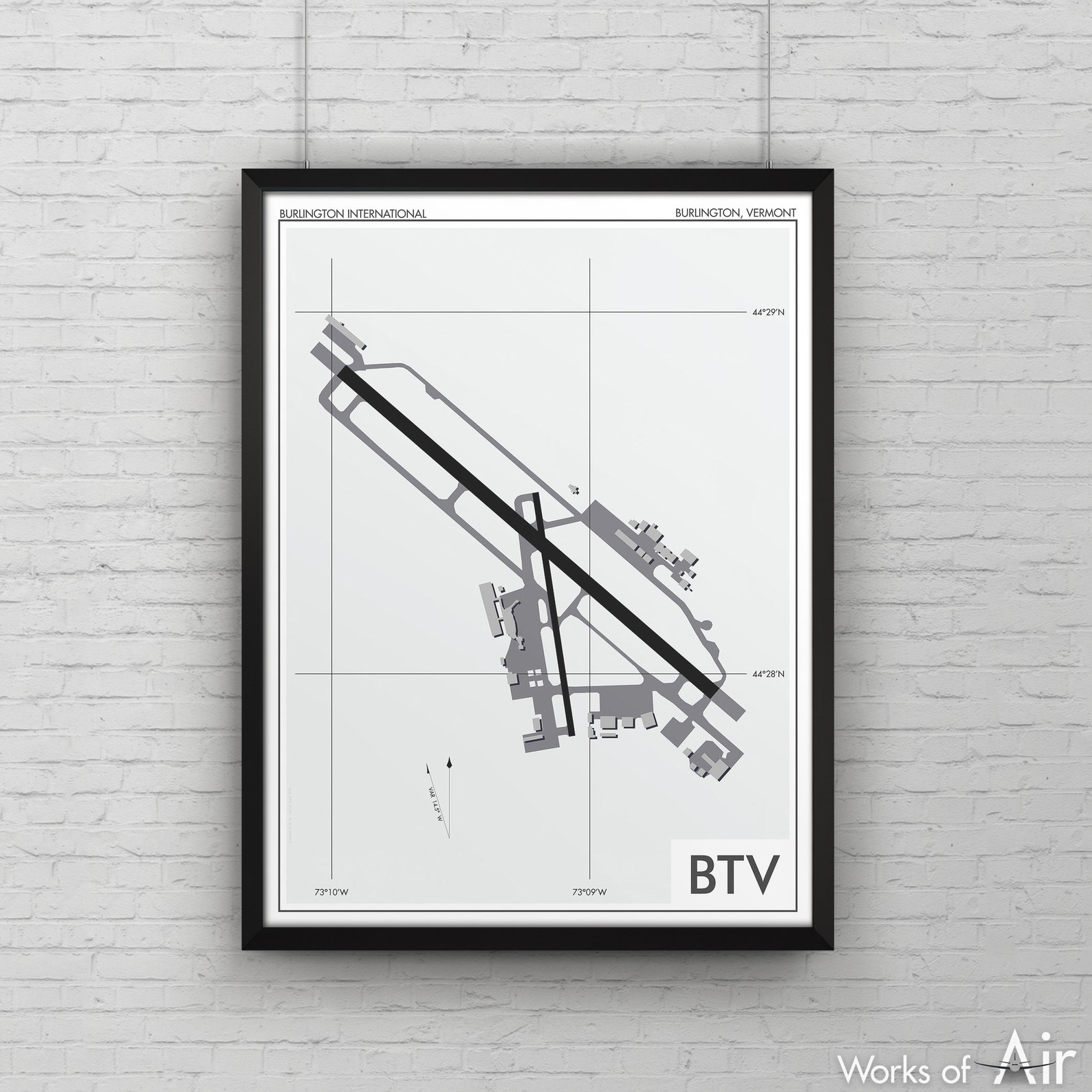 Burlington International Airport Art Print BTV Airport Map - Etsy